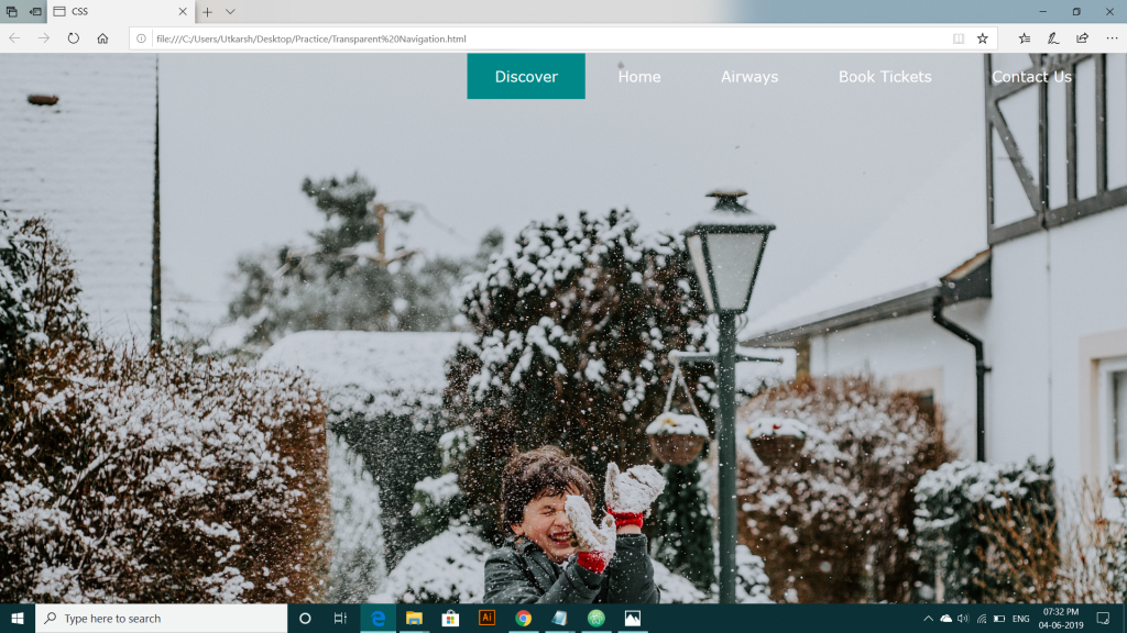 Create a transparent navigation bar using CSS - CodeSpeedy