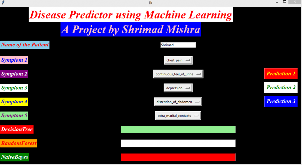Disease Prediction Project in Python GUI using ML - CodeSpeedy