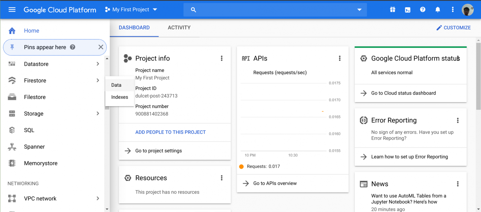 Setting up a Firebase database and connect it with Python Program