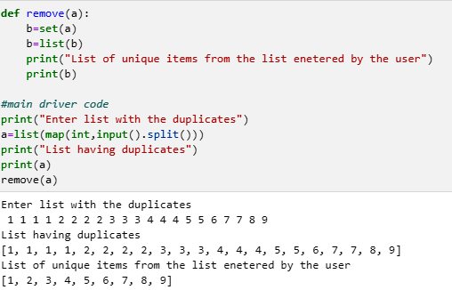 Get Unique Values From A Python List CodeSpeedy
