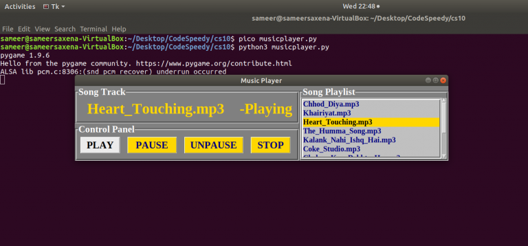 Build a Music Player in Python from Scratch - CodeSpeedy