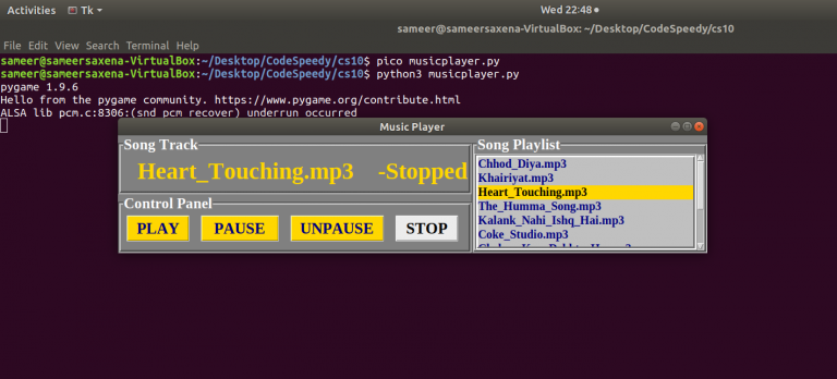 Build a Music Player in Python from Scratch - CodeSpeedy
