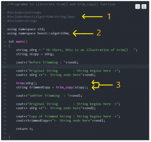 Trim Strings - Boost String Algorithm in C++ - CodeSpeedy