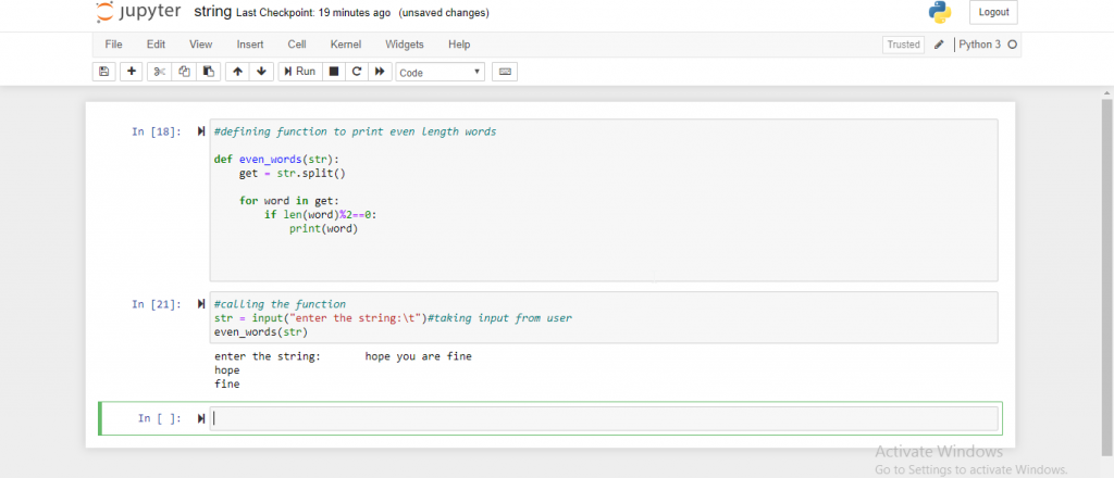 Python Program To Print Even Length Words In A String CodeSpeedy