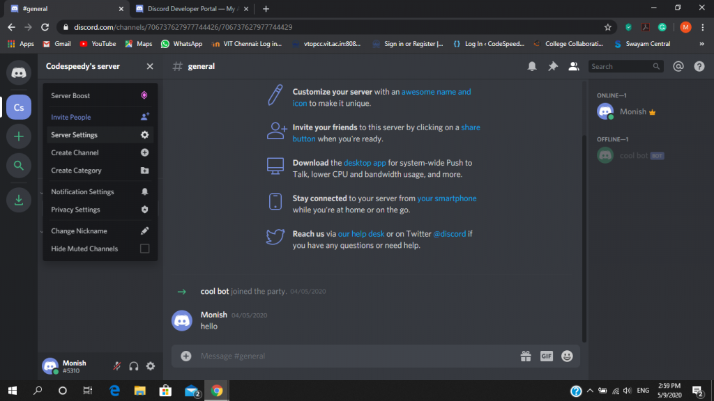Create A Discord Webhook in Python for a bot - CodeSpeedy