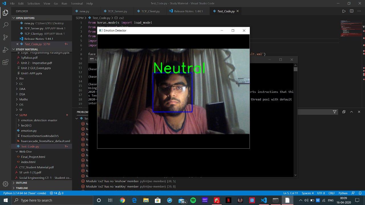 Emotion Prediction Using Webcam With Machine Learning In Python 3313