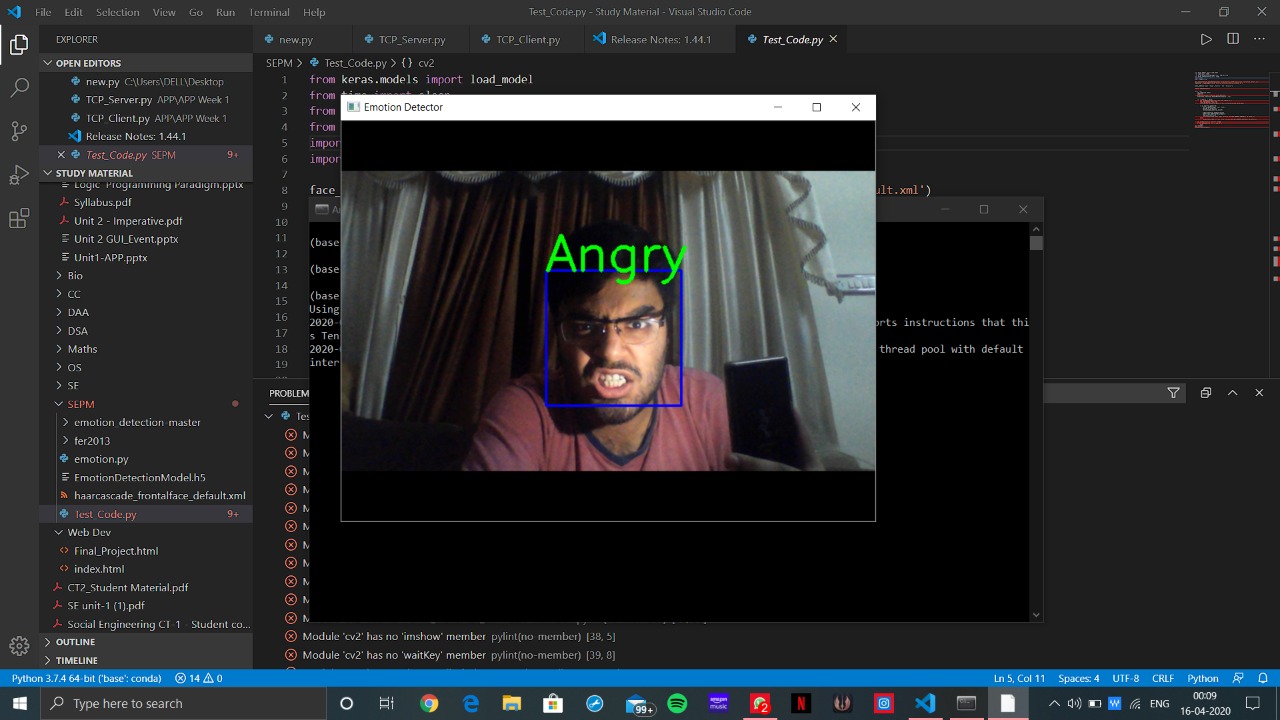 Emotion Prediction Using Webcam With Machine Learning In Python 3511