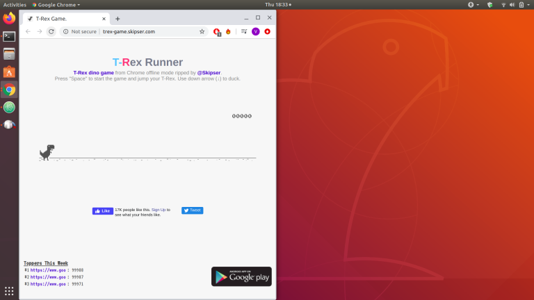 Building bot for playing google chrome dinosaur game in Python