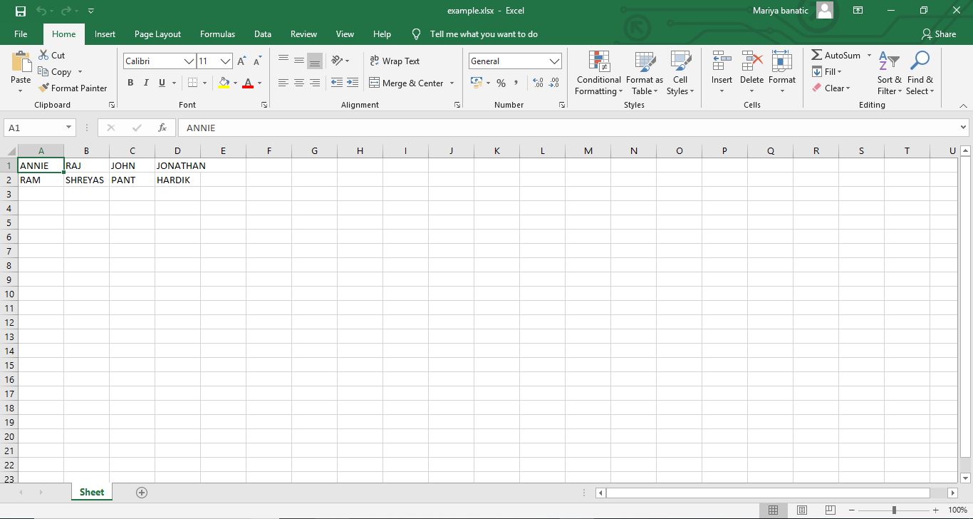 Write To An Excel File Using Openpyxl Module In Python
