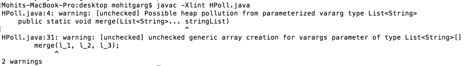 Heap Pollution explained and executed in Java - CodeSpeedy