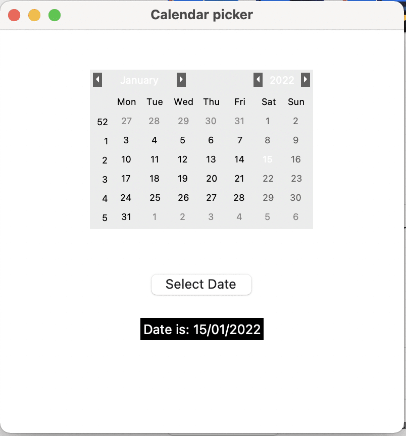 Create A Date Picker Calendar In Python Tkinter CodeSpeedy