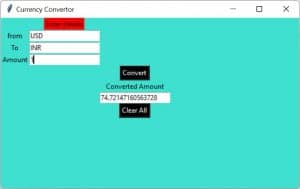 Real time currency conversion GUI in Python using fixer io API with Tkinter