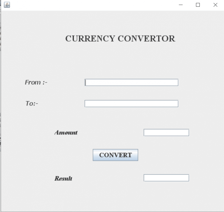 Real time Currency conversion Java GUI application using fixer io API