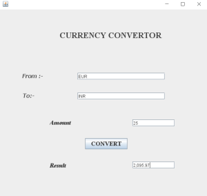 Real time Currency conversion Java GUI application using fixer io API