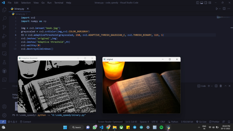Simplification of image with binarization in OpenCV Python