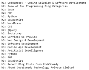 Get all the heading tags from a web page using BeautifulSoup