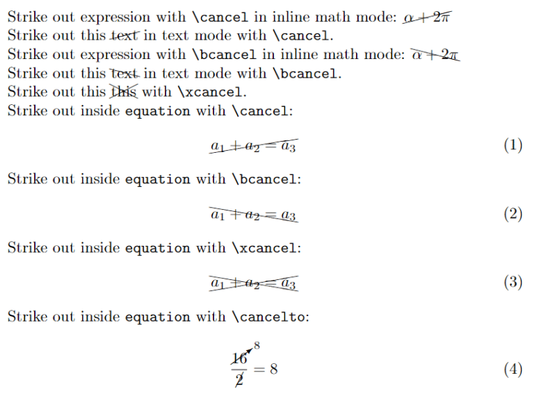 Strike out - Strikethrough text and formula in LaTeX - CodeSpeedy