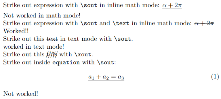 Strike out - Strikethrough text and formula in LaTeX - CodeSpeedy