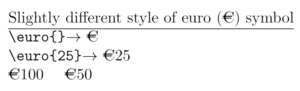 Official euro (€) symbol in LaTeX - CodeSpeedy