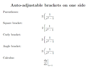 Auto adjustable brackets "[], {}, (), ||, 〈〉" in LaTeX - CodeSpeedy
