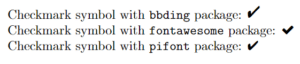 Different styles of checkmark ( , ☑) symbol in LaTeX - CodeSpeedy
