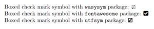 Different styles of checkmark ( , ☑) symbol in LaTeX - CodeSpeedy