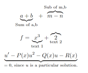 Text underneath an underbrace and above an overbrace in LaTeX - CodeSpeedy