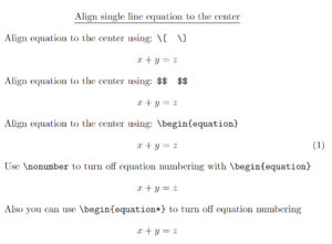 Align equation to the center in LaTeX - CodeSpeedy