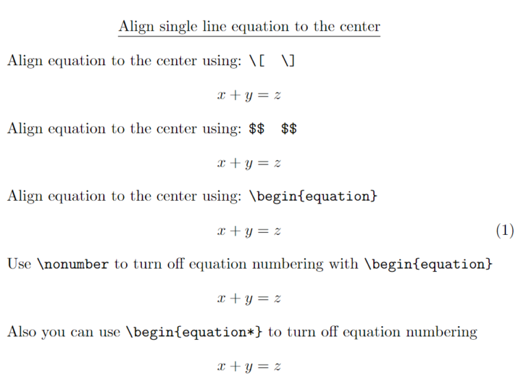 Align equation to the center in LaTeX - CodeSpeedy