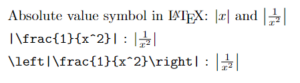 Different ways to get Absolute Value (|x|) symbol in LaTeX - CodeSpeedy