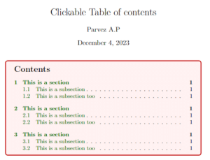 Make a clickable table of contents in LaTeX - CodeSpeedy