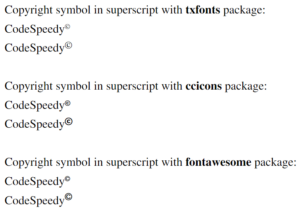 Registered (®), Trademark (™), and Copyright(©) symbol in LaTeX ...