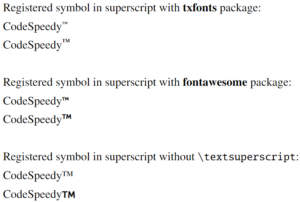 Registered (®), Trademark (™), and Copyright(©) symbol in LaTeX ...