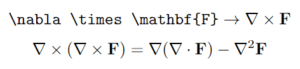 Divergence (∇ ·) and Curl (∇ ×) operator in LaTeX - CodeSpeedy