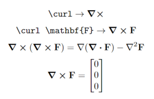 Divergence (∇ ·) and Curl (∇ ×) operator in LaTeX - CodeSpeedy