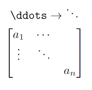 Diagonal three dots (⋱) symbol in LaTeX - CodeSpeedy
