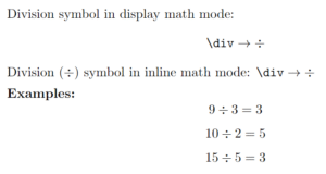 How to write division (÷, ⨸) symbol in LaTeX? - CodeSpeedy