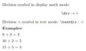 How to write division (÷, ⨸) symbol in LaTeX? - CodeSpeedy