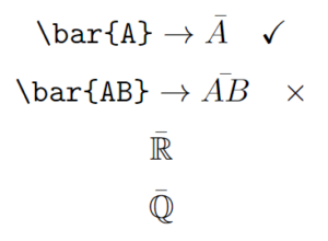 How to use a bar over one or multiple characters in LaTeX? - CodeSpeedy