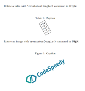 How to rotate a table and image in LaTeX? - CodeSpeedy